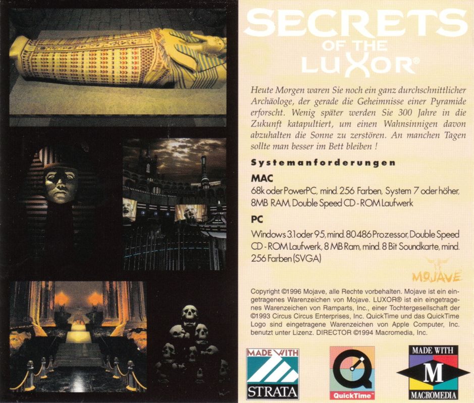 Secrets of the Luxor cover or packaging material - MobyGames