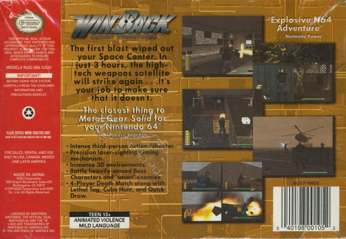 WinBack: Covert Operations cover or packaging material - MobyGames