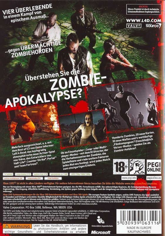 Left 4 Dead cover or packaging material - MobyGames