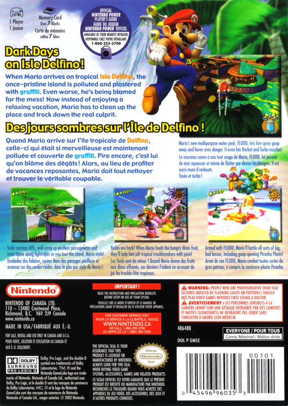 Super Mario Sunshine cover or packaging material - MobyGames