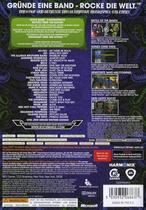 Rock Band 2 cover or packaging material - MobyGames