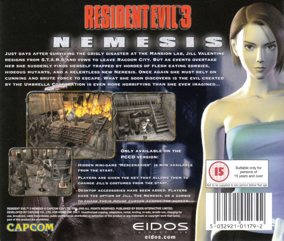 Resident Evil 3: Nemesis cover or packaging material - MobyGames