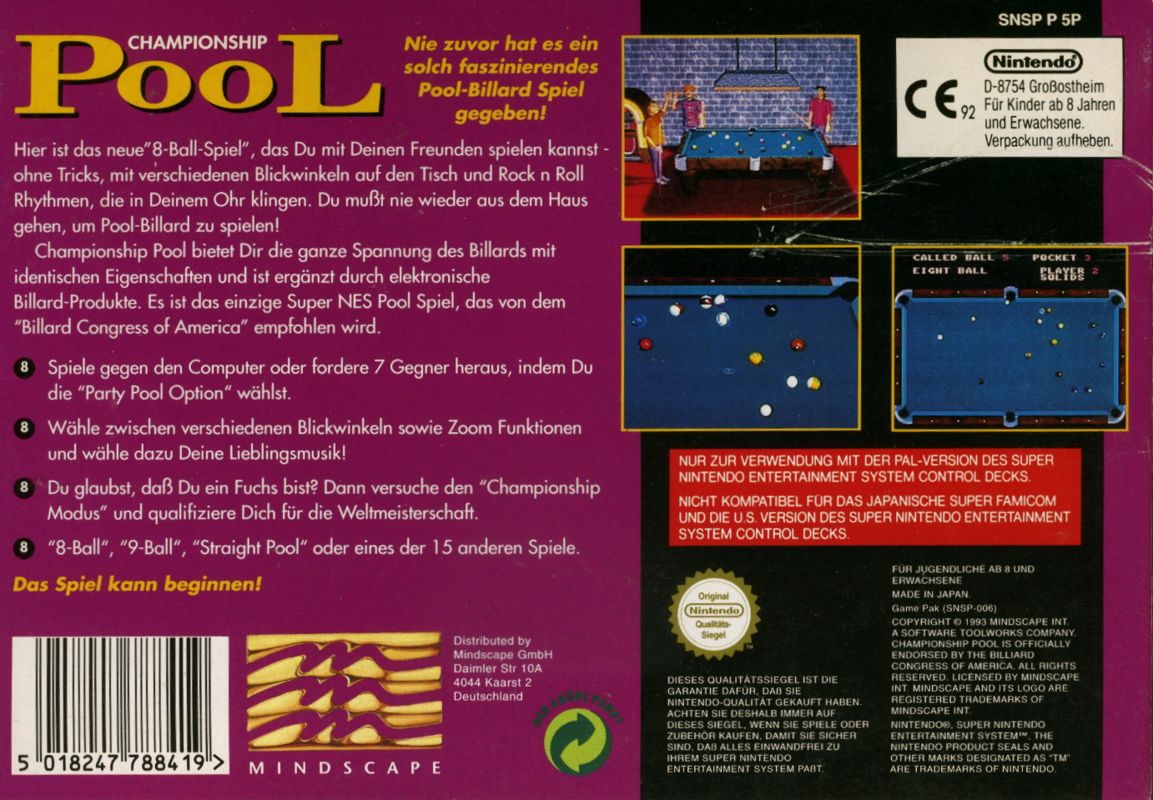 Championship Pool cover or packaging material - MobyGames