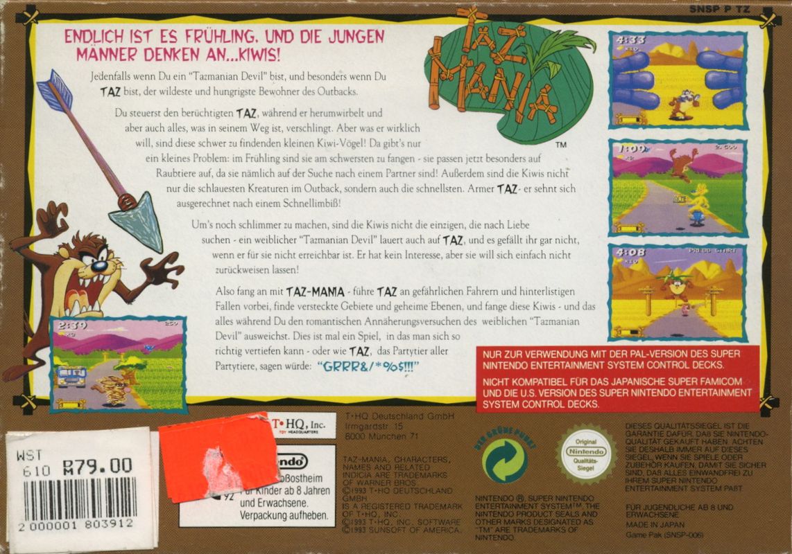 Taz-Mania cover or packaging material - MobyGames