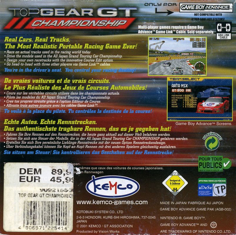 Top Gear GT Championship cover or packaging material - MobyGames