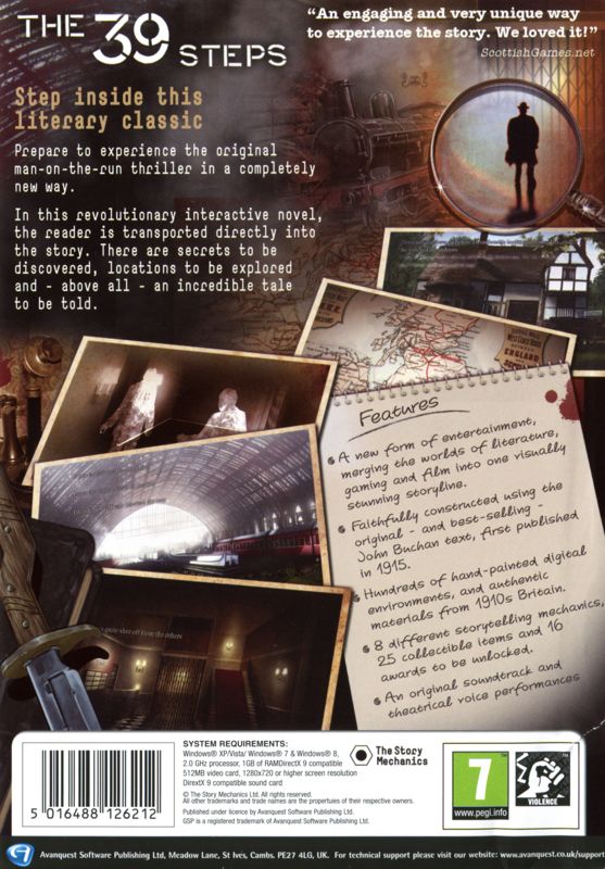 The 39 Steps cover or packaging material - MobyGames