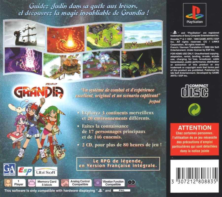 Grandia cover or packaging material - MobyGames