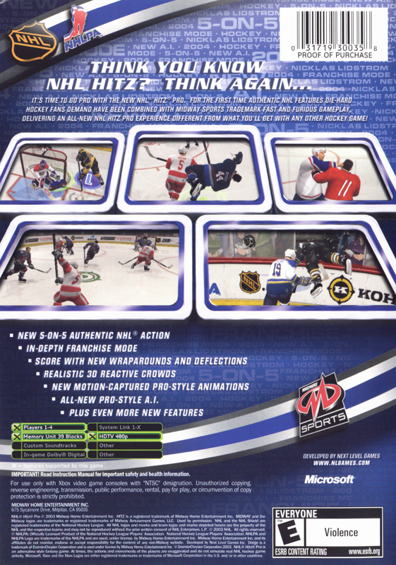 NHL Hitz Pro cover or packaging material - MobyGames