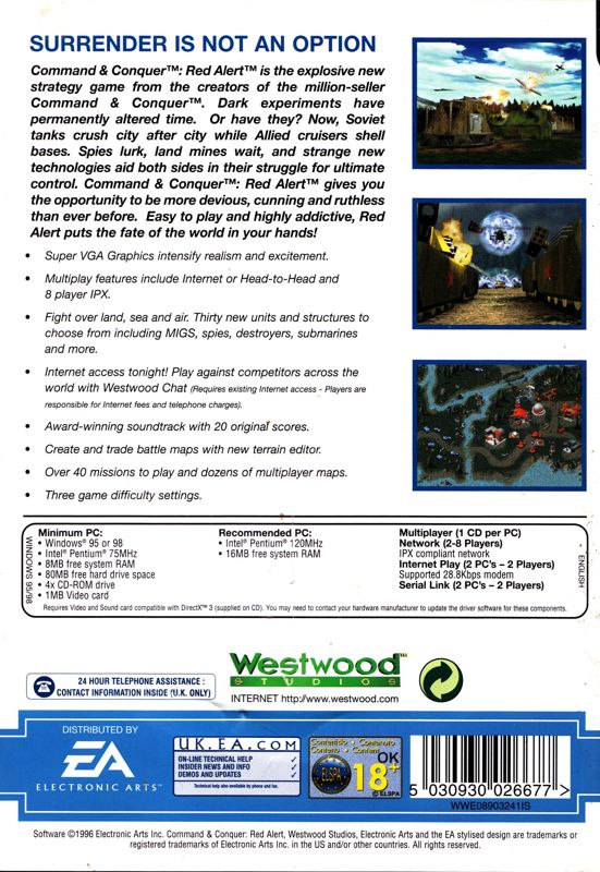 Command & Conquer: Red Alert cover or packaging material - MobyGames