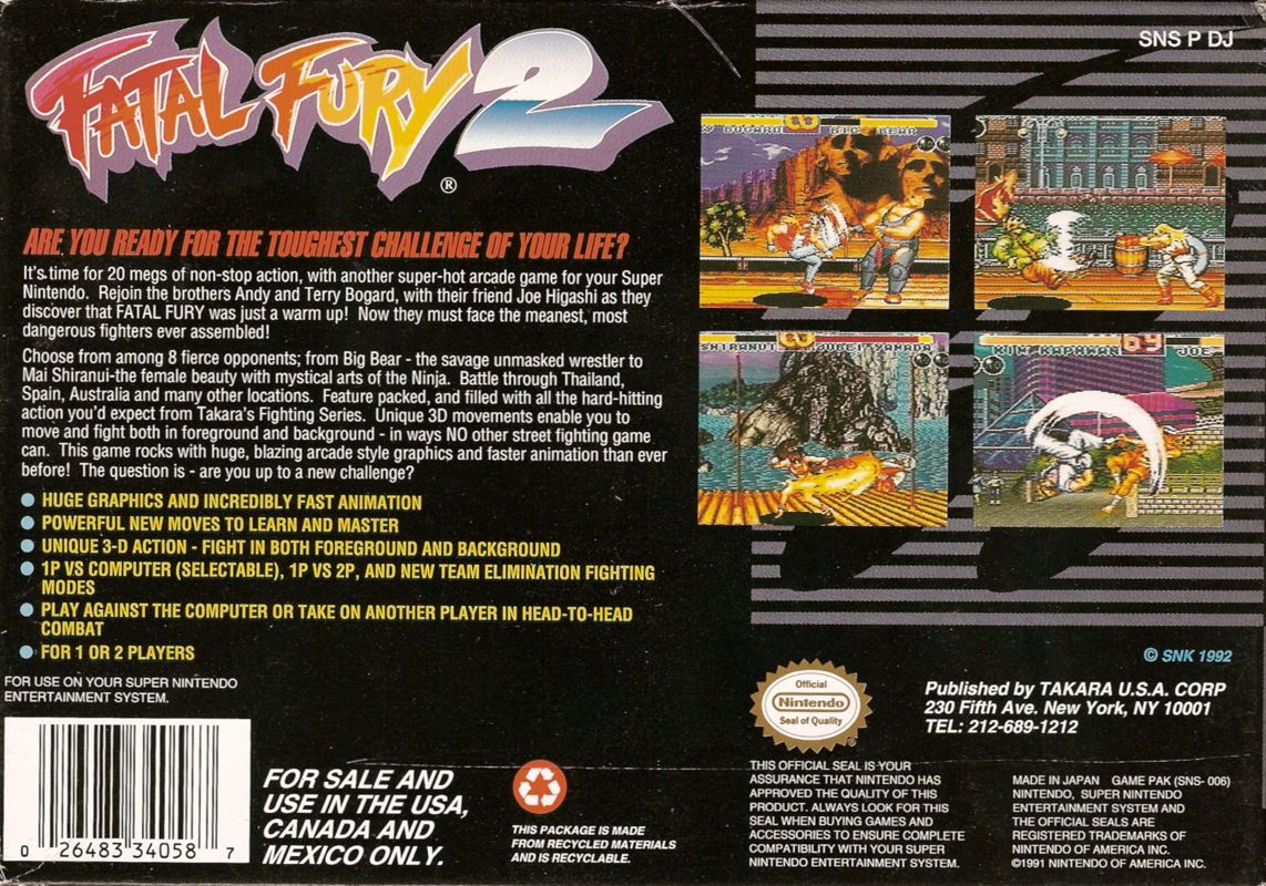 Fatal Fury 2 cover or packaging material - MobyGames