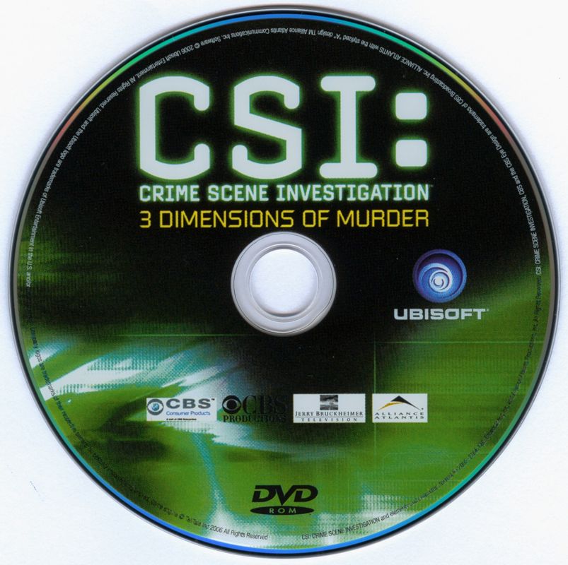 CSI: Crime Scene Investigation - 3 Dimensions of Murder cover or packaging material - MobyGames