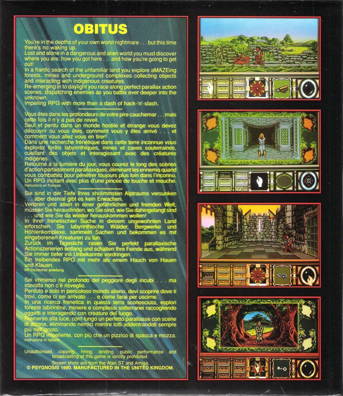 Obitus cover or packaging material - MobyGames