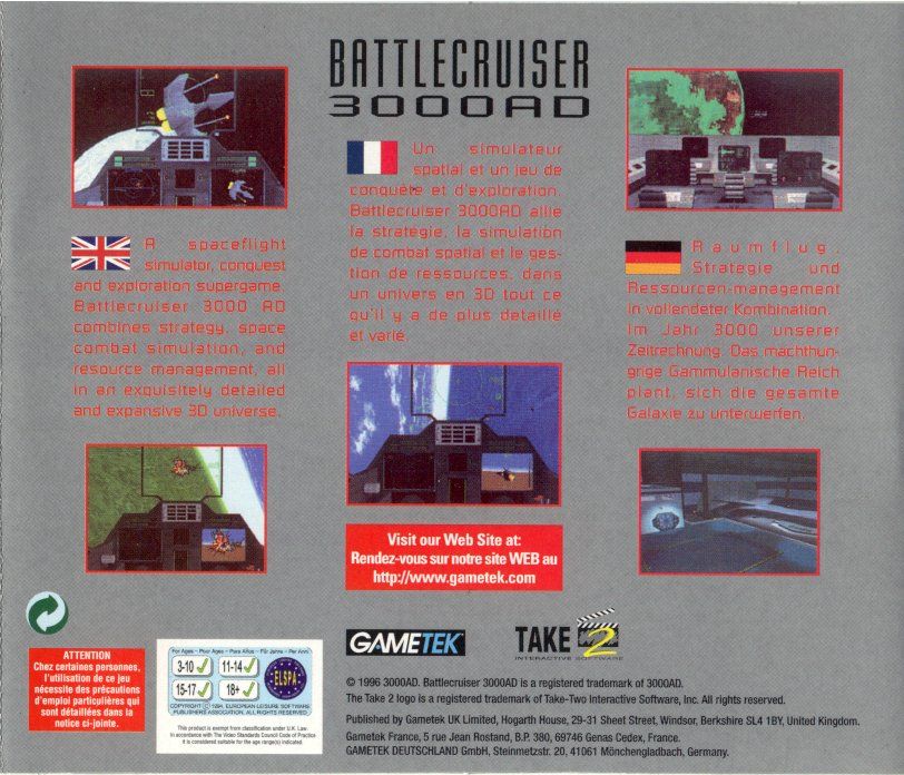 Battlecruiser 3000AD cover or packaging material - MobyGames