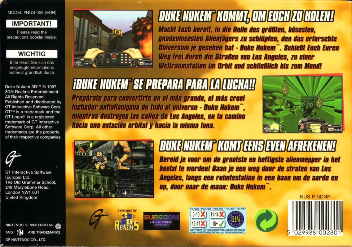 Duke Nukem 64 cover or packaging material - MobyGames