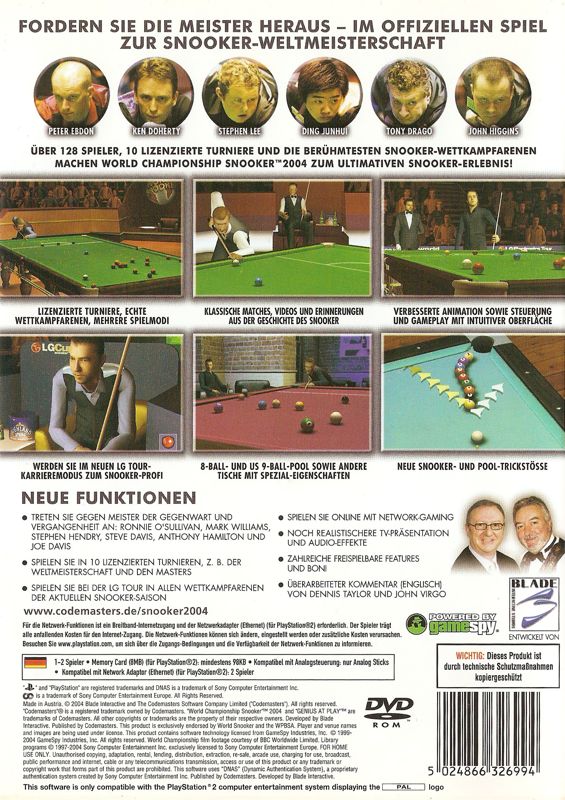 World Championship Snooker 2004 cover or packaging material - MobyGames