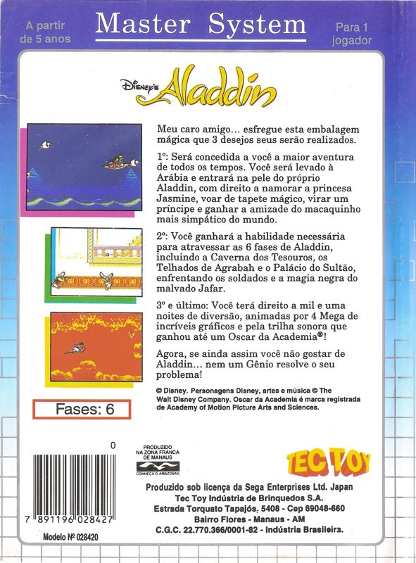 Disney's Aladdin cover or packaging material - MobyGames
