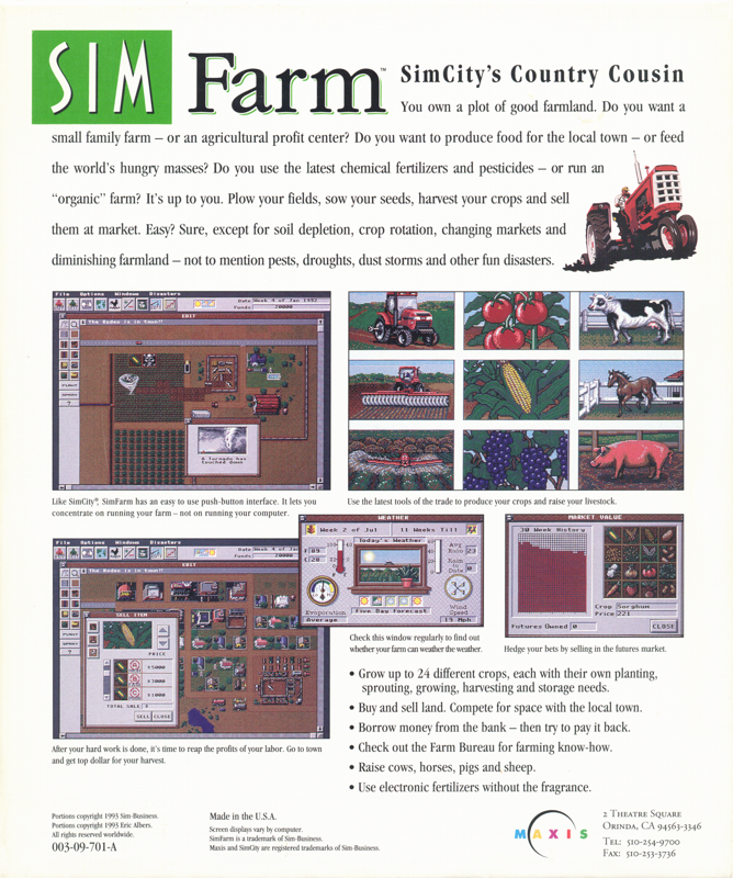 Sim Farm cover or packaging material - MobyGames