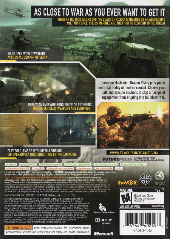 Operation Flashpoint: Dragon Rising cover or packaging material - MobyGames