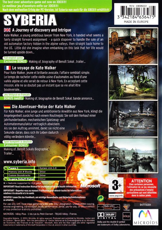 Syberia cover or packaging material - MobyGames