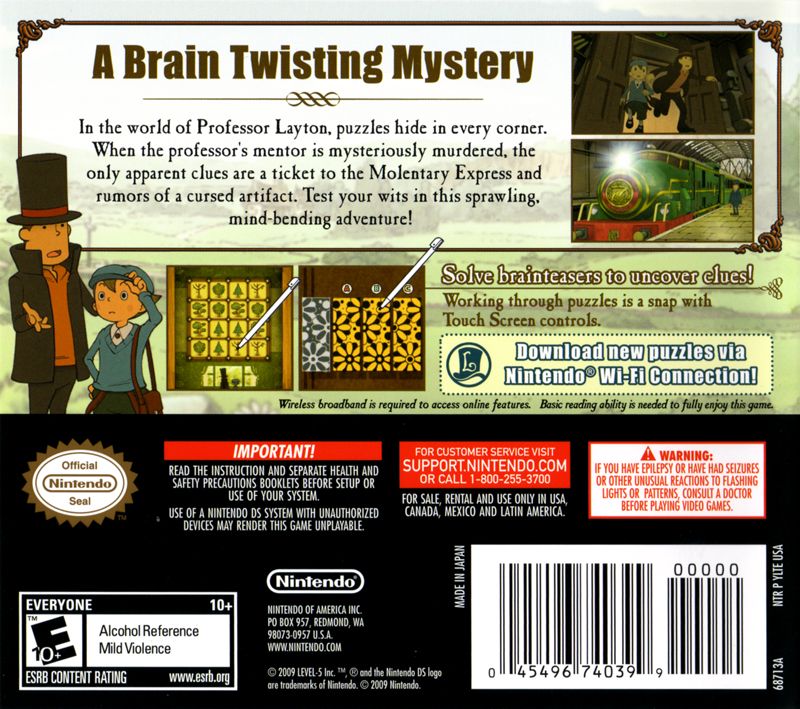Professor Layton and the Diabolical Box cover or packaging material - MobyGames