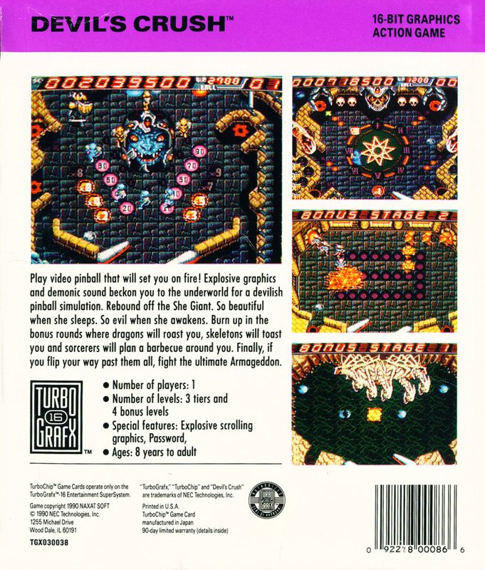 Devil's Crush cover or packaging material - MobyGames