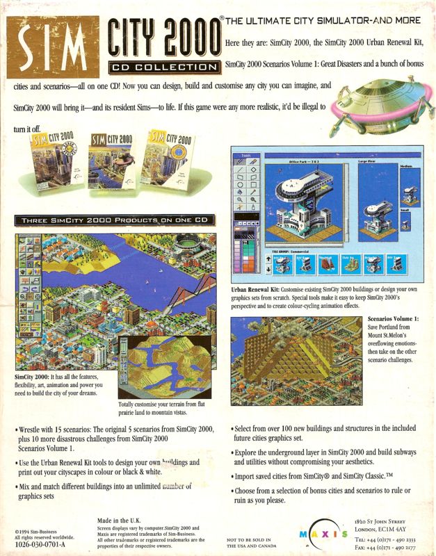 SimCity 2000: CD Collection cover or packaging material - MobyGames