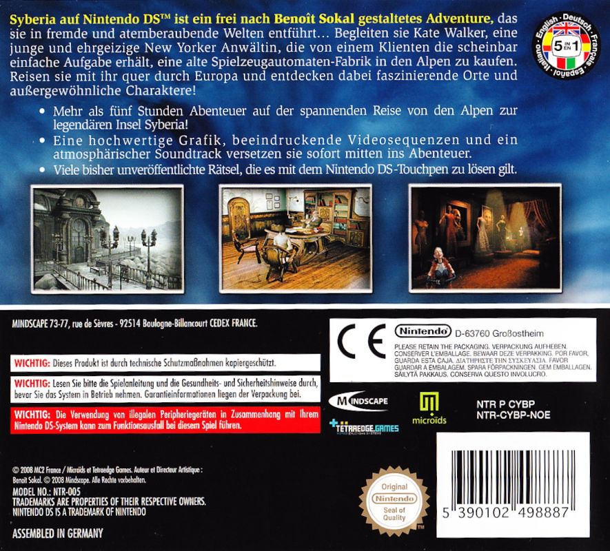Syberia cover or packaging material - MobyGames