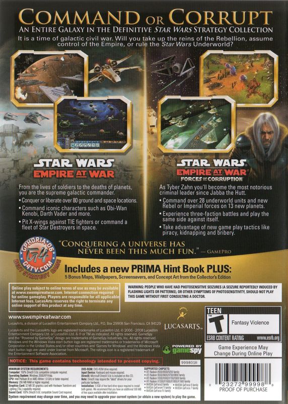 Star Wars: Empire at War - Gold Pack cover or packaging material ...