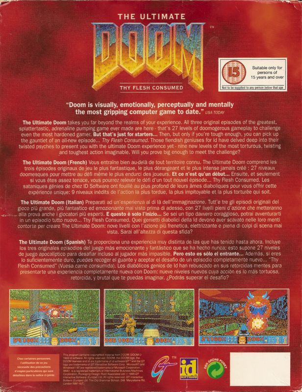 The Ultimate Doom cover or packaging material - MobyGames