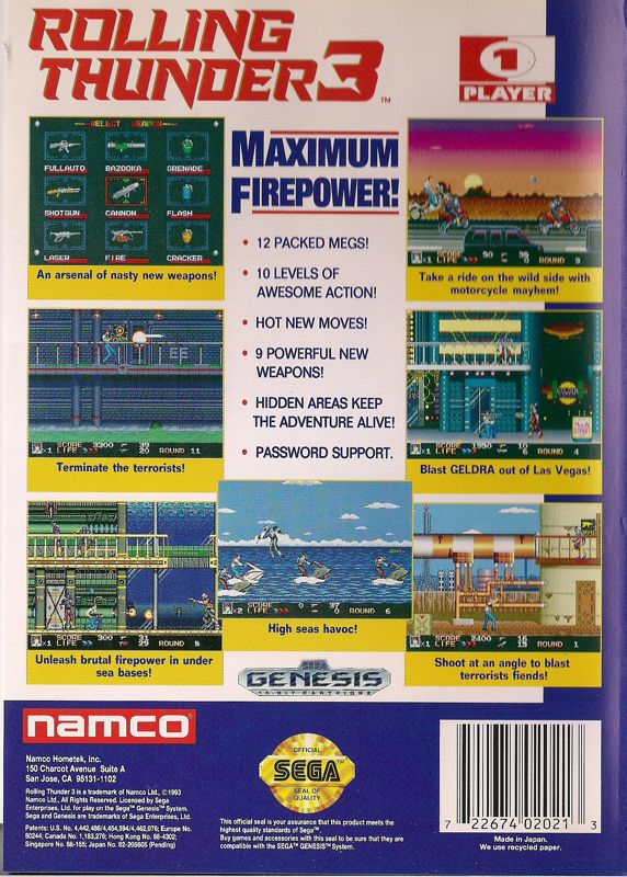 Rolling Thunder 3 cover or packaging material - MobyGames