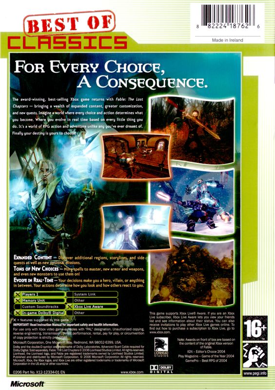 Fable: The Lost Chapters cover or packaging material - MobyGames