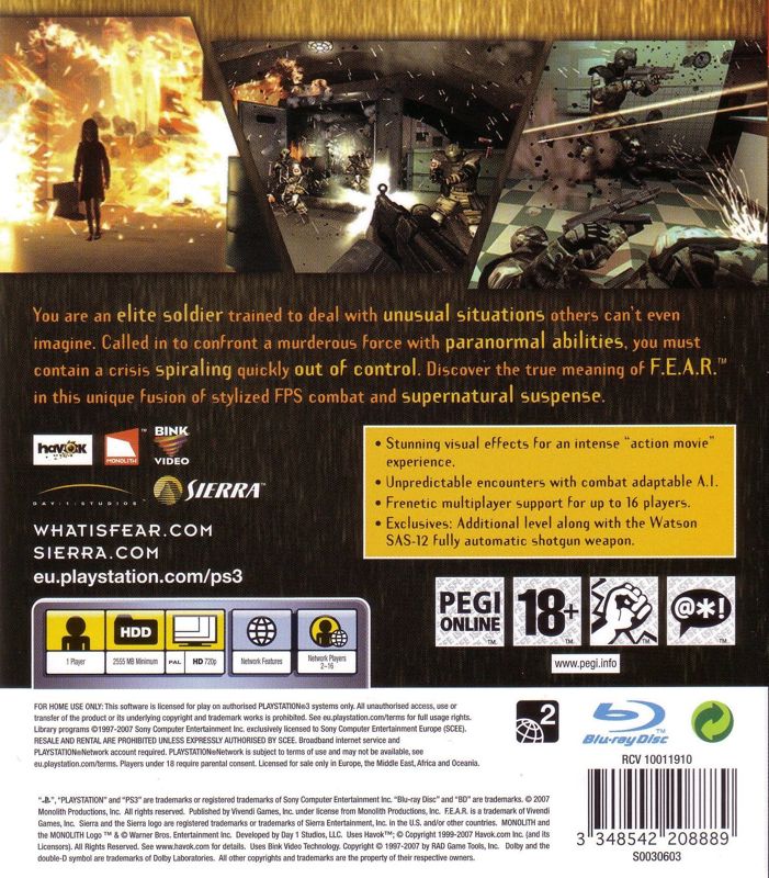 F.E.A.R.: First Encounter Assault Recon cover or packaging material ...