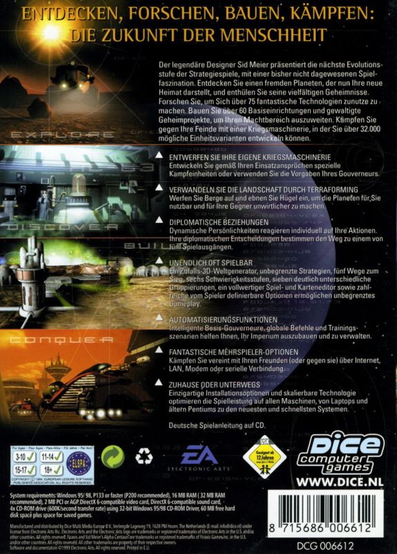 Sid Meier's Alpha Centauri cover or packaging material - MobyGames