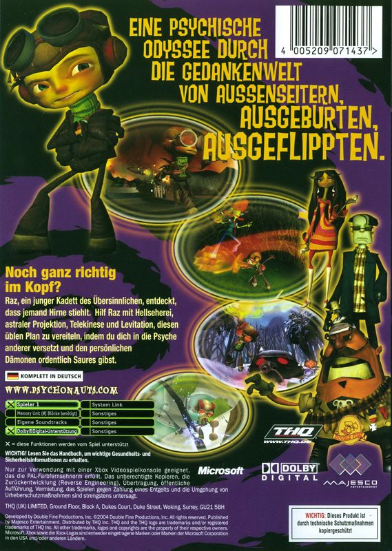 Psychonauts cover or packaging material - MobyGames