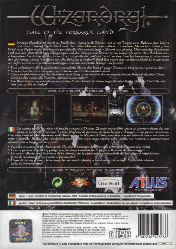 Wizardry: Tale of the Forsaken Land cover or packaging material - MobyGames
