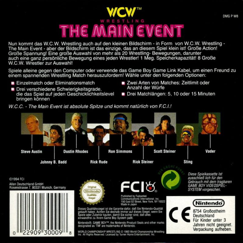 WCW Wrestling: The Main Event cover or packaging material - MobyGames