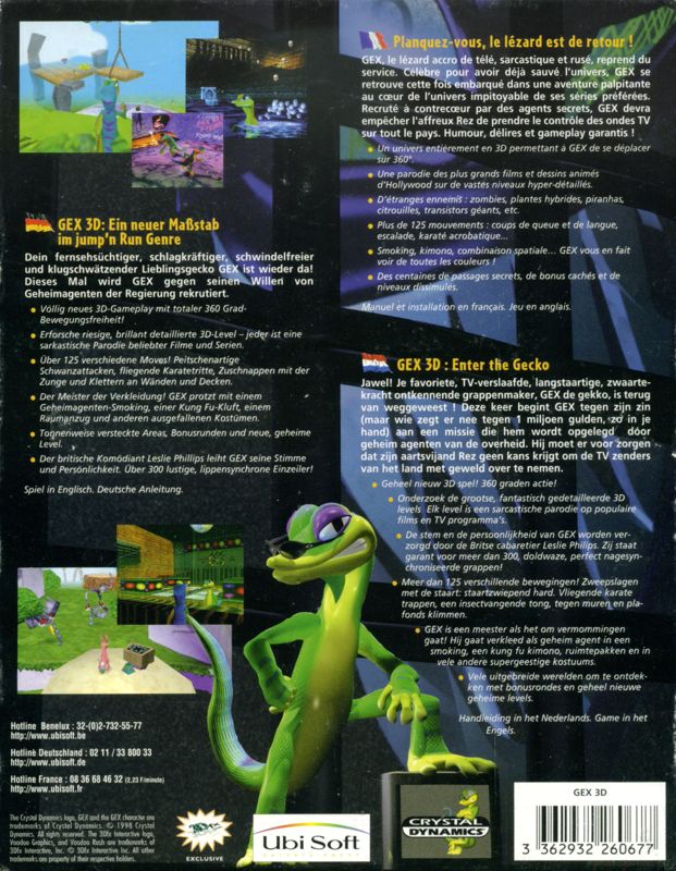 Gex: Enter the Gecko cover or packaging material - MobyGames