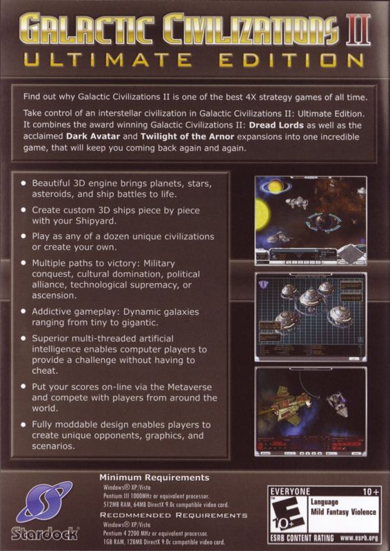 Galactic Civilizations II: Ultimate Edition cover or packaging material ...