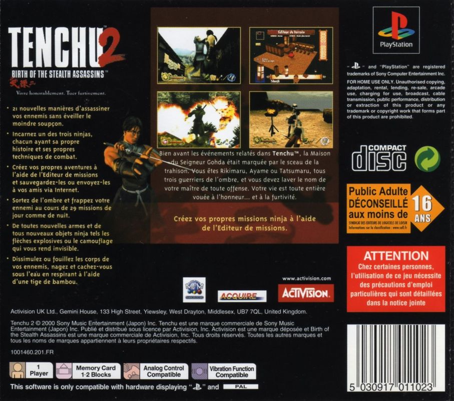 Tenchu 2: Birth of the Stealth Assassins cover or packaging material - MobyGames