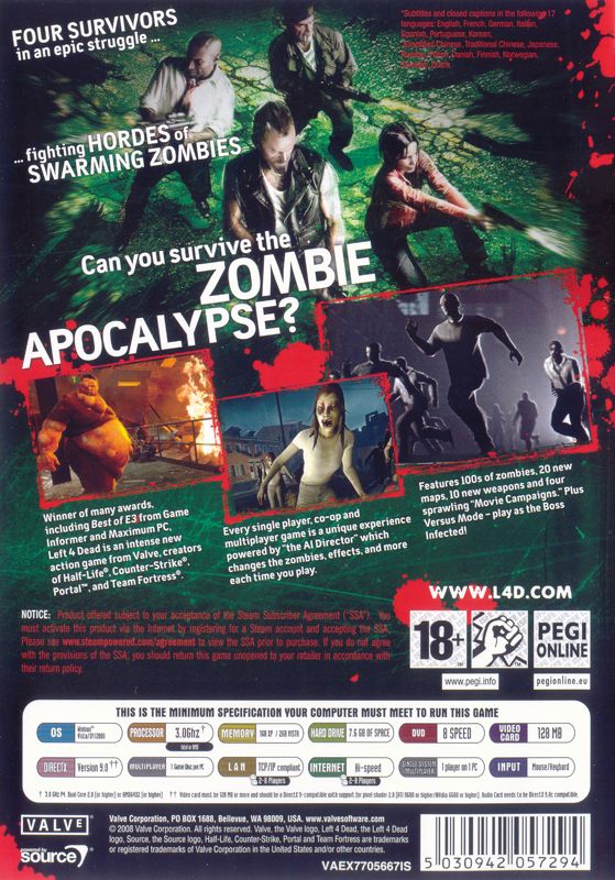 Left 4 Dead cover or packaging material - MobyGames
