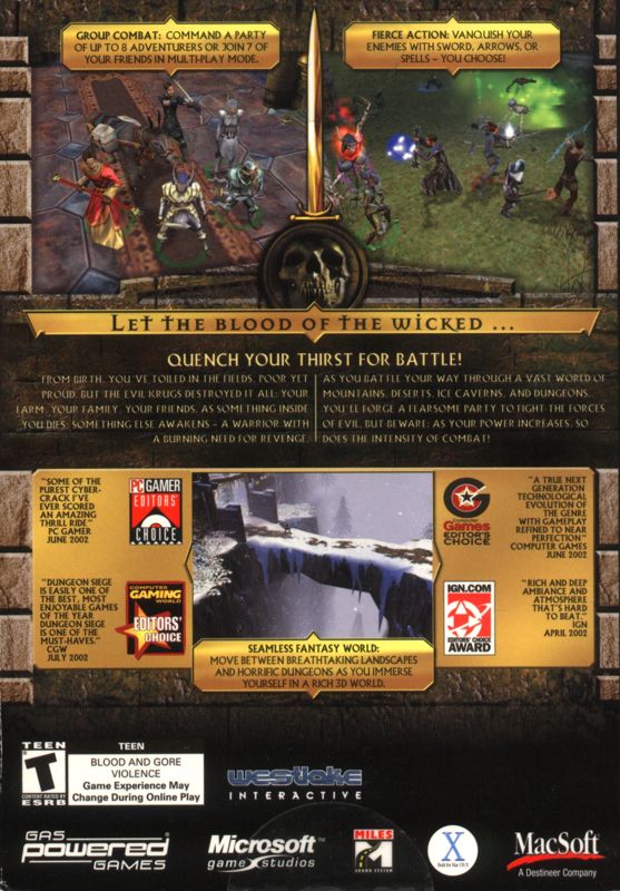 Dungeon Siege cover or packaging material - MobyGames