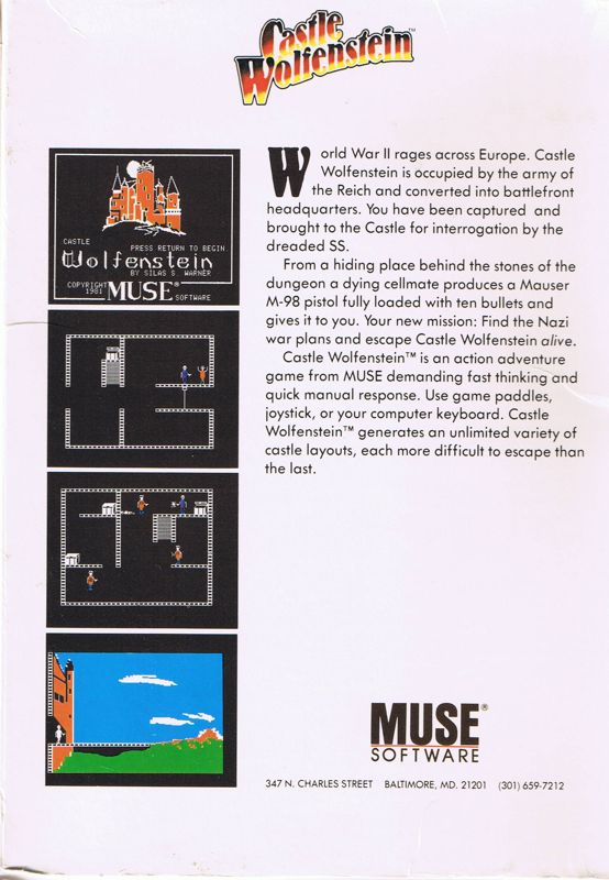 Castle Wolfenstein cover or packaging material - MobyGames