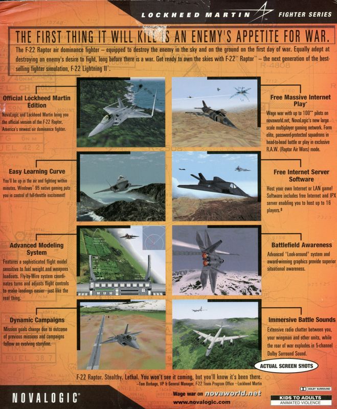 F-22 Raptor cover or packaging material - MobyGames