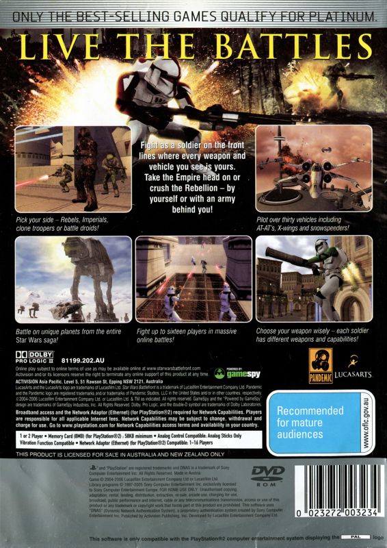 Star Wars: Battlefront cover or packaging material - MobyGames