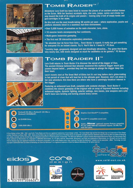 Tomb Raider / Tomb Raider II cover or packaging material - MobyGames