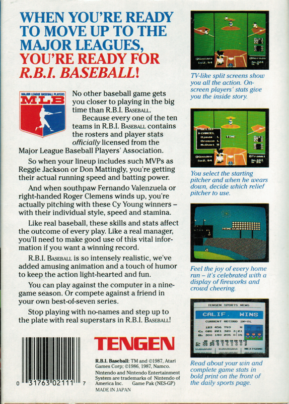 R.B.I. Baseball cover or packaging material - MobyGames