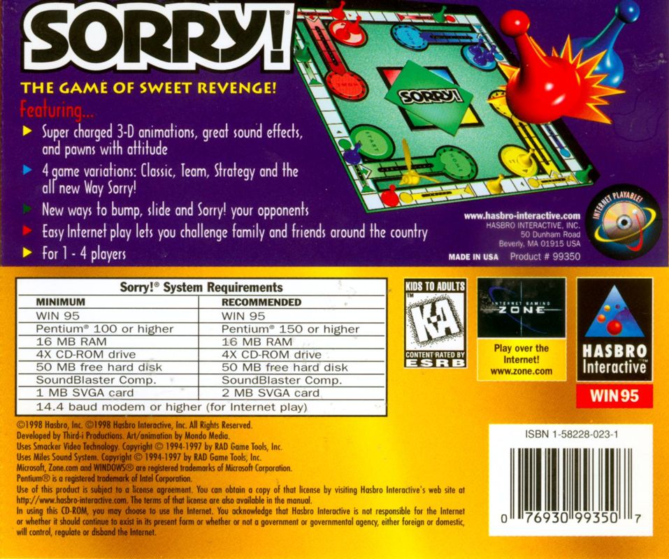 Sorry! cover or packaging material - MobyGames
