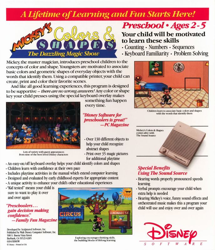 Mickey's Colors & Shapes cover or packaging material - MobyGames