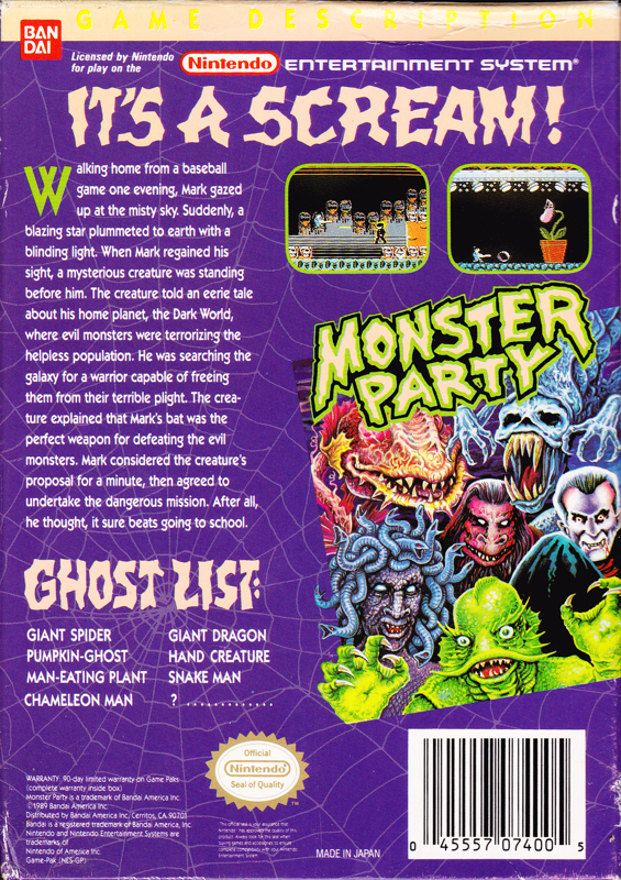 Monster Party cover or packaging material - MobyGames