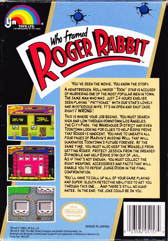 Who Framed Roger Rabbit cover or packaging material - MobyGames